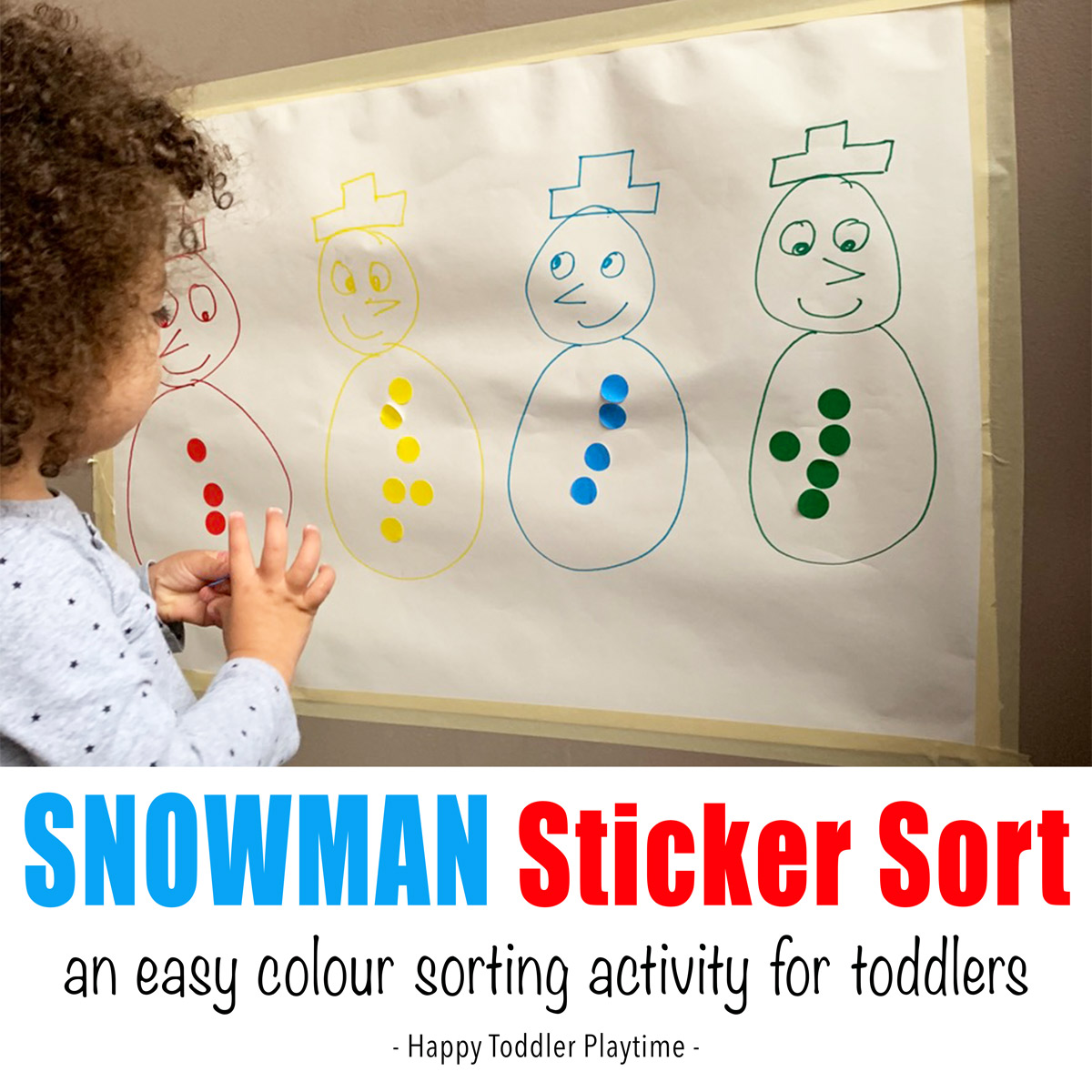 Snowman Sticker Sort - Happy Toddler Playtime