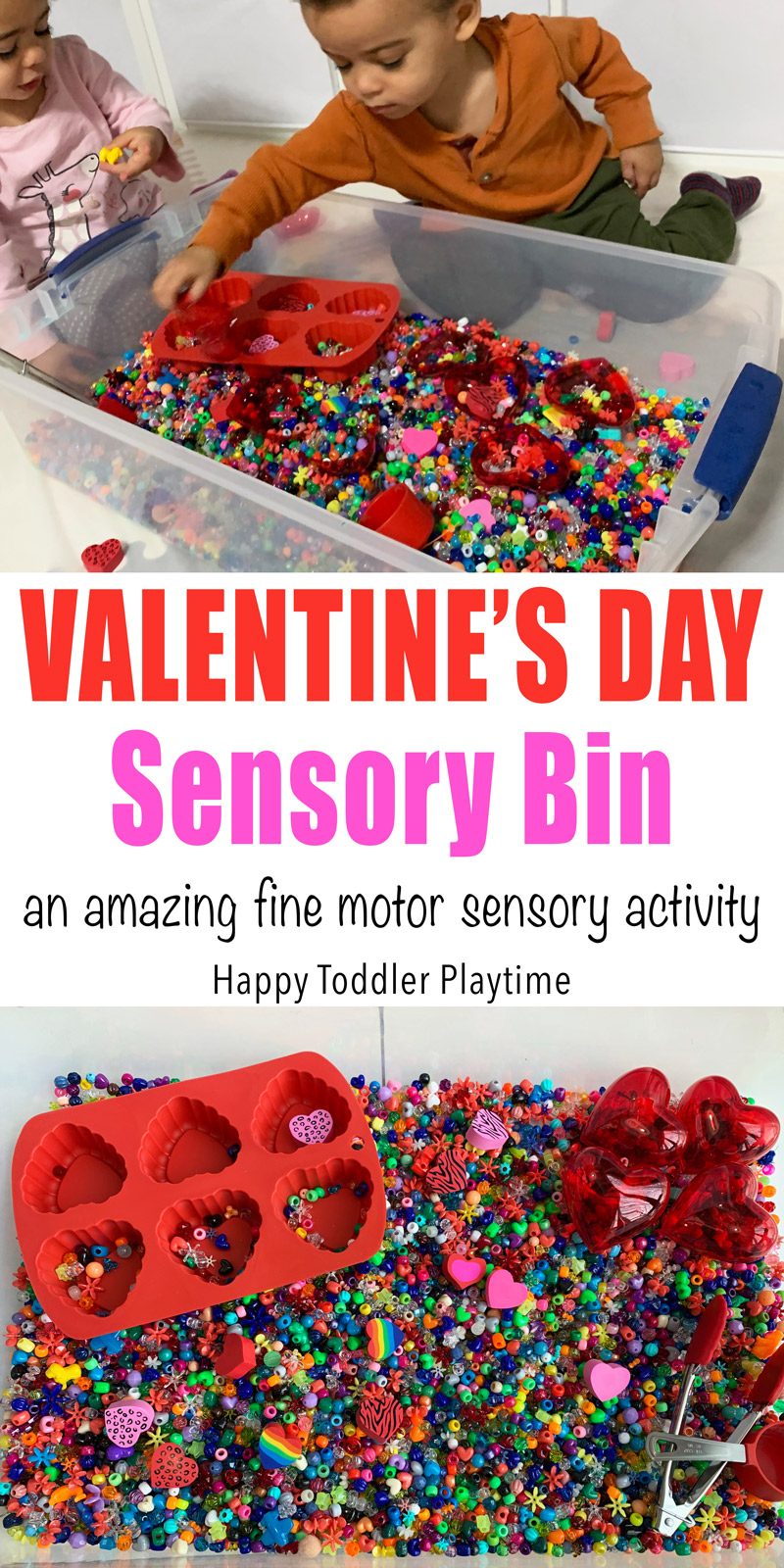Valentine's Day Sensory Bin - Happy Toddler Playtime