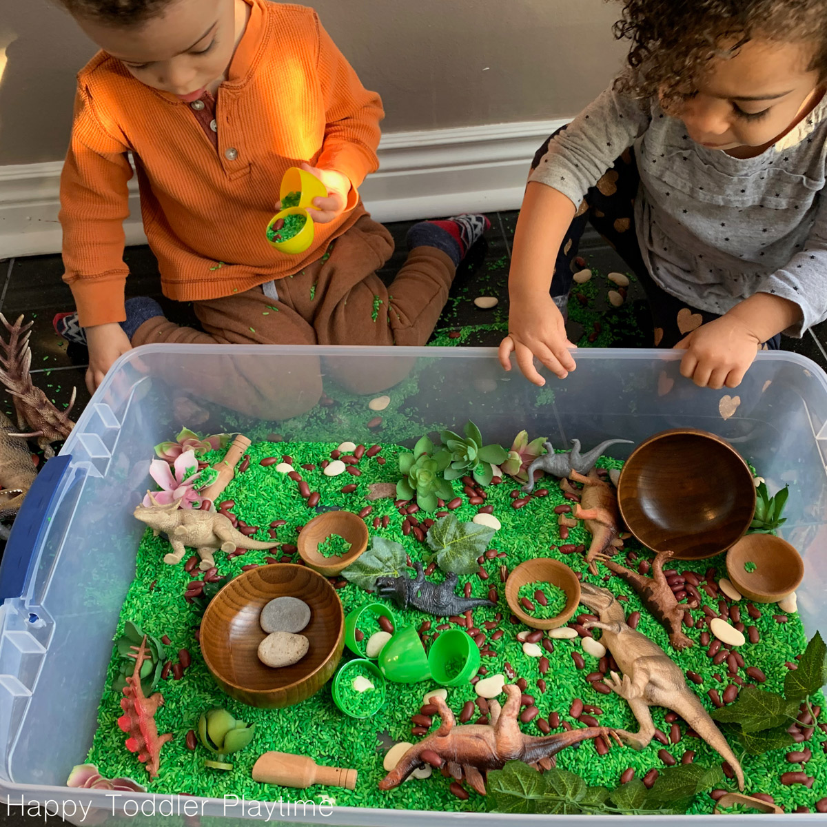 Dinosaur Sensory Bin for Toddlers - Happy Toddler Playtime