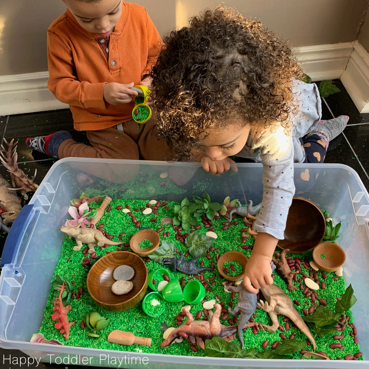 Dinosaur Sensory Bin for Toddlers - Happy Toddler Playtime