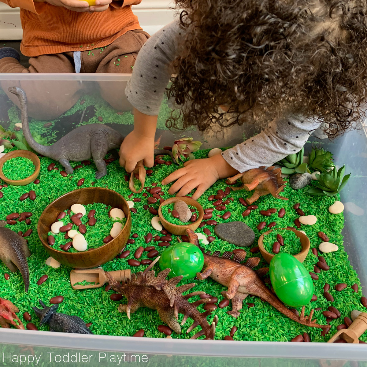 Dinosaur Sensory Bin for Toddlers - Happy Toddler Playtime