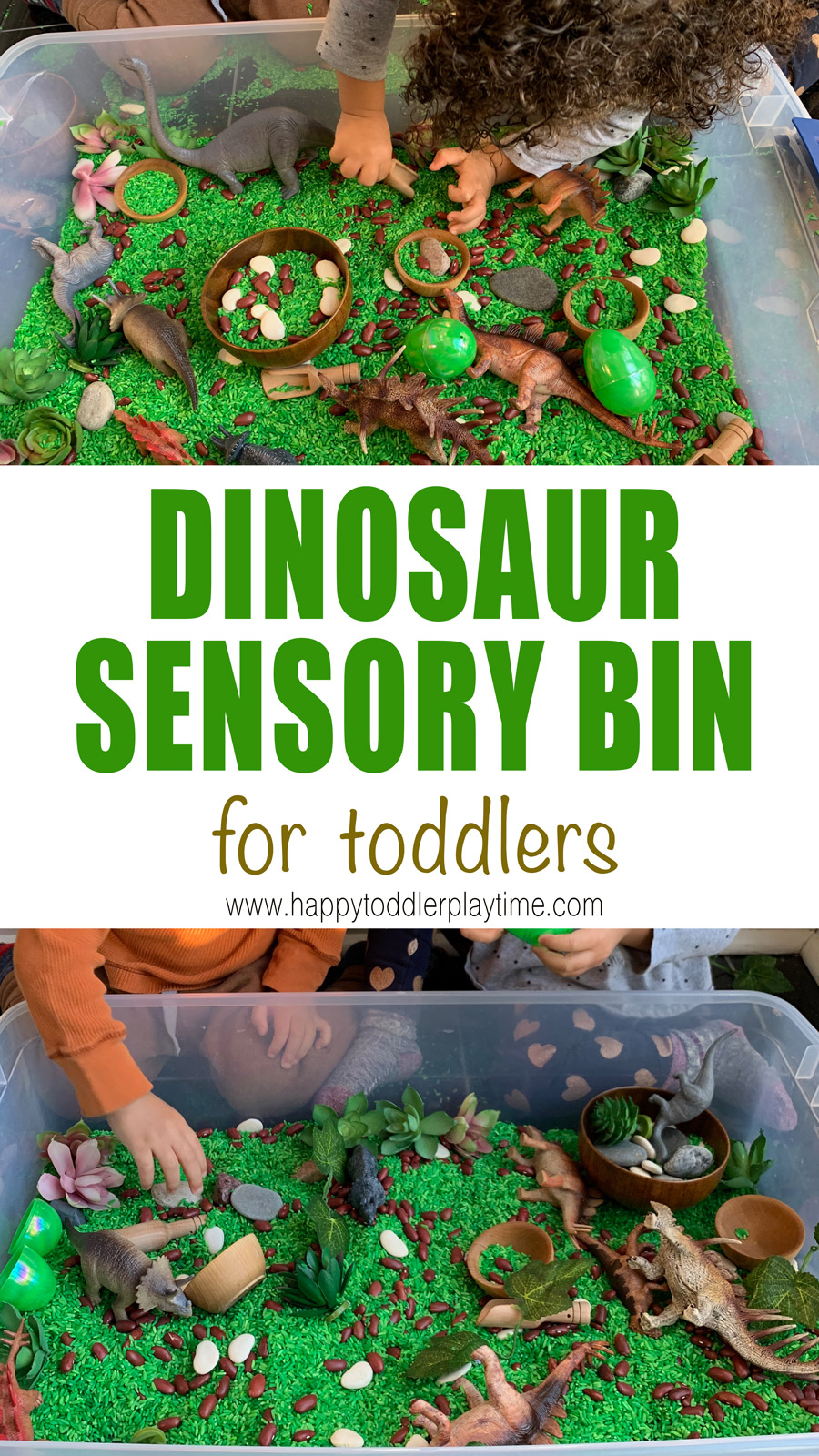 Dinosaur Sensory Bin for Toddlers - Happy Toddler Playtime