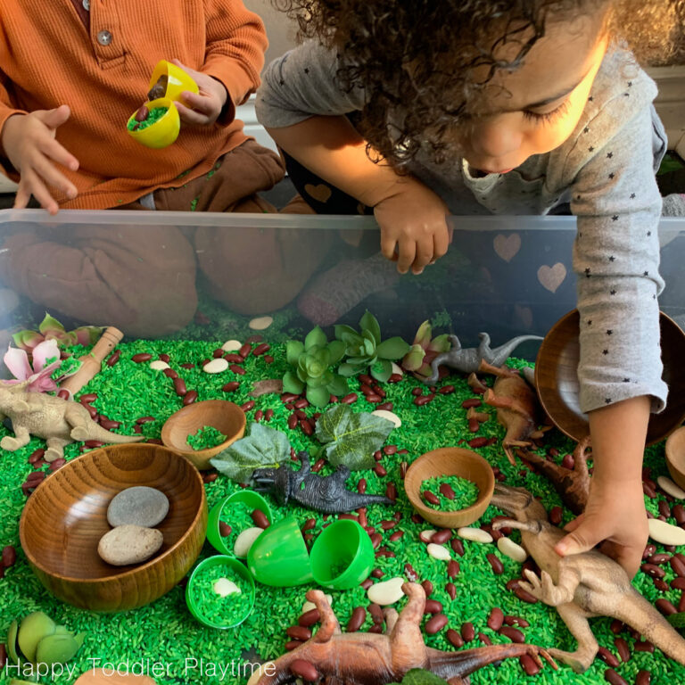 Dinosaur Sensory Bin for Toddlers - Happy Toddler Playtime