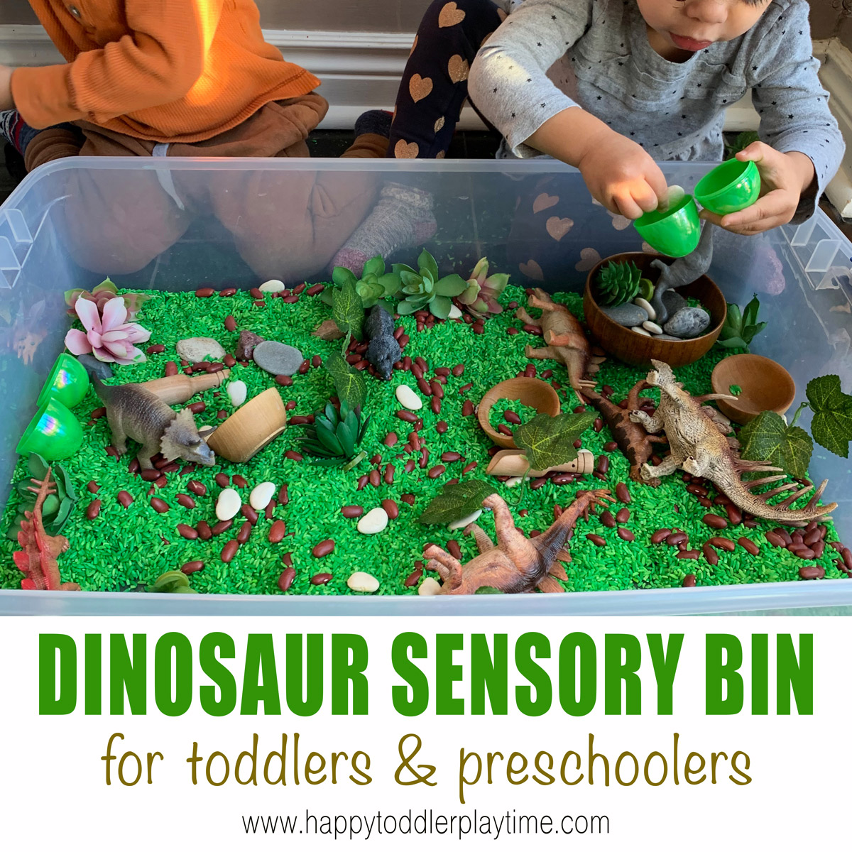 Dinosaur Sensory Bin for Toddlers - Happy Toddler Playtime
