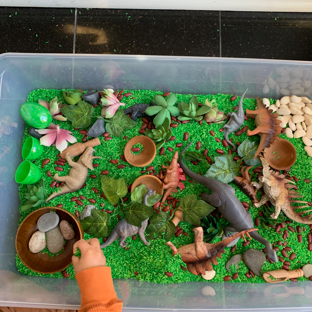 Dinosaur Sensory Bin for Toddlers - Happy Toddler Playtime