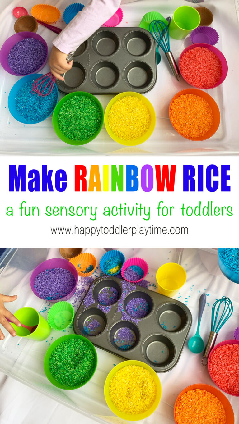 Make Rainbow Rice Toddler Activity - Happy Toddler Playtime