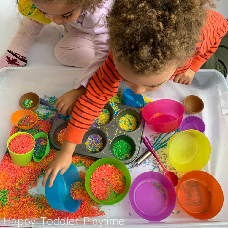 Make Rainbow Rice Toddler Activity - Happy Toddler Playtime