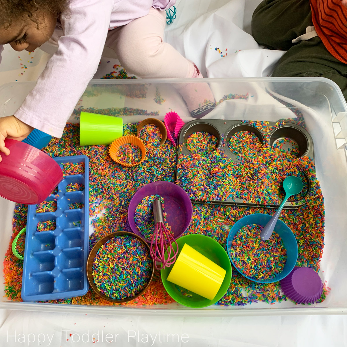 Make Rainbow Rice Toddler Activity - Happy Toddler Playtime