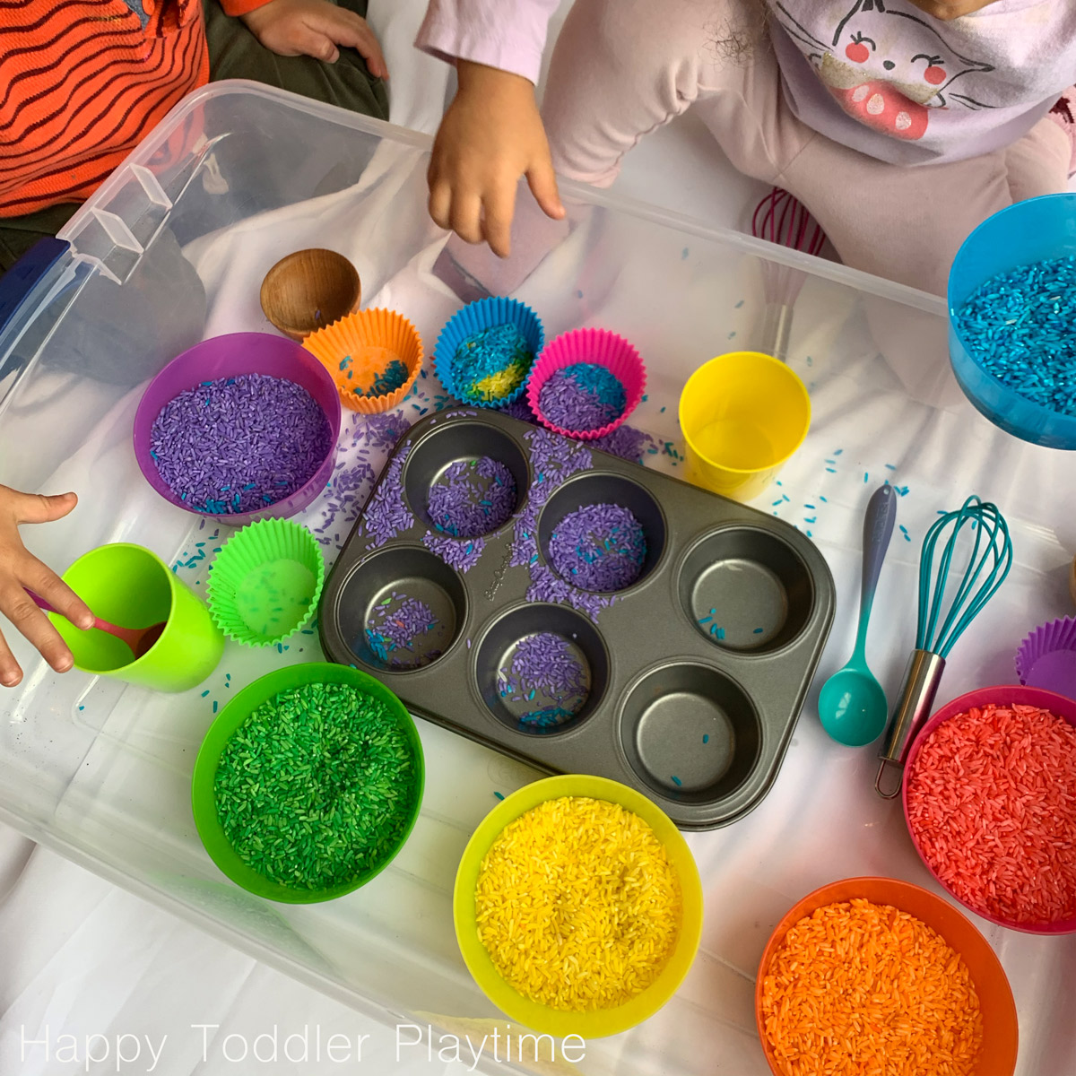 Make Rainbow Rice Toddler Activity - Happy Toddler Playtime