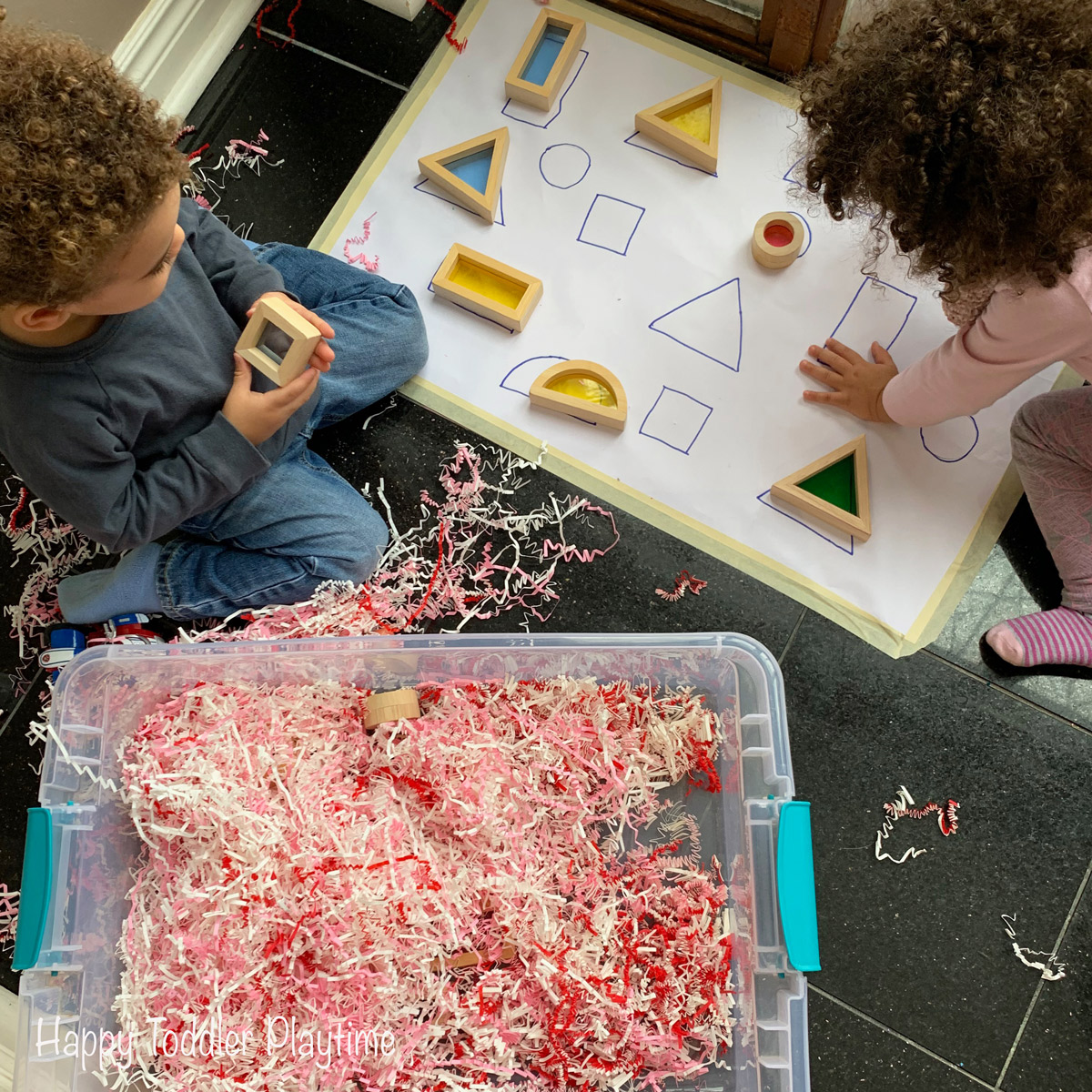 Shape Match Sensory Bin - Happy Toddler Playtime