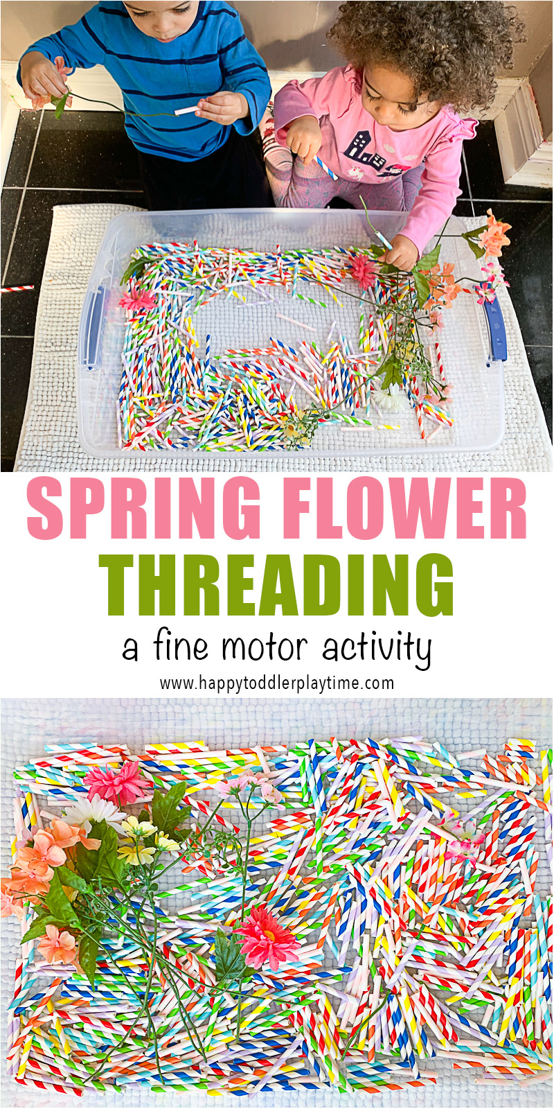 Spring Flower Fine Motor Threading - Happy Toddler Playtime