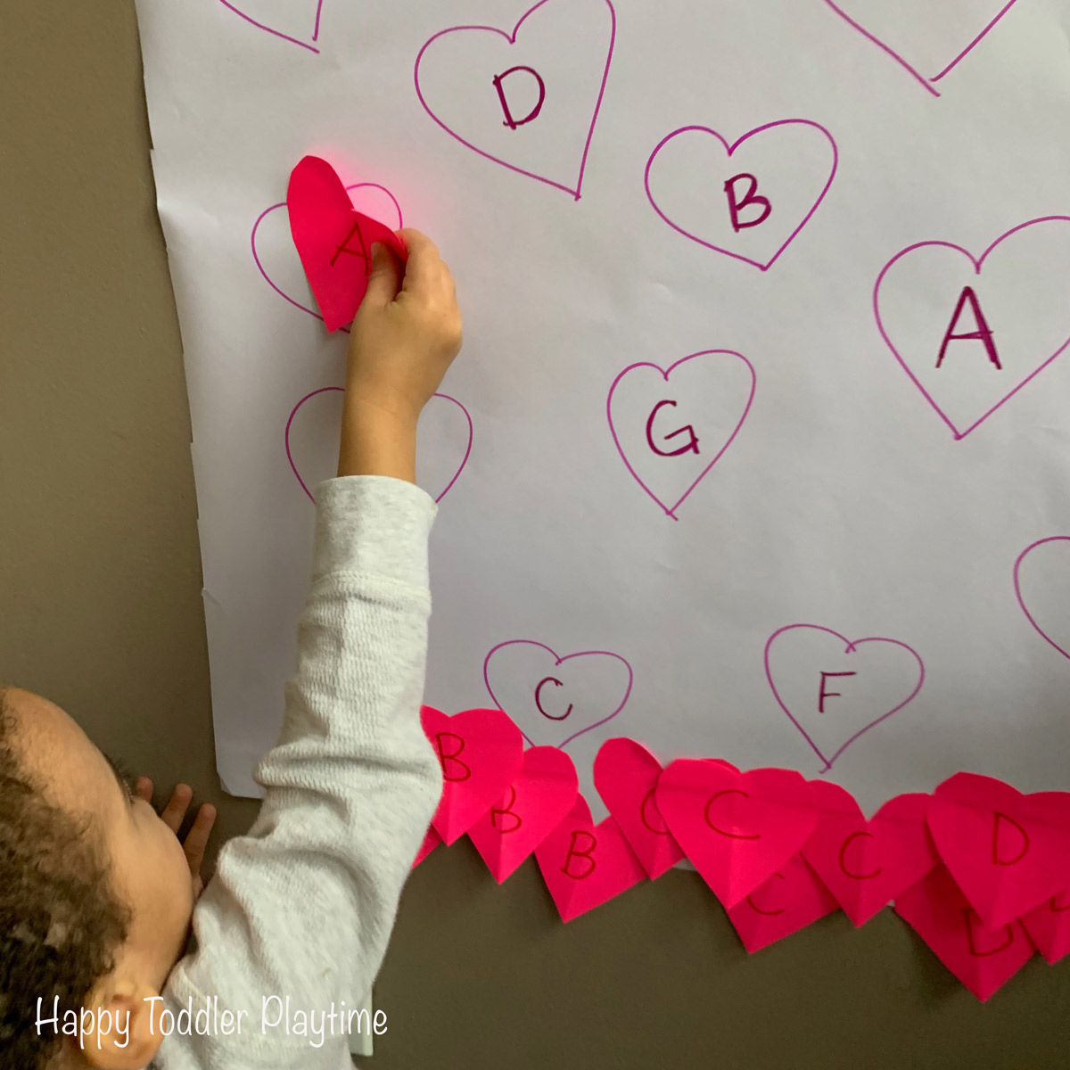 Sticky Hearts Letter Match - Happy Toddler Playtime
