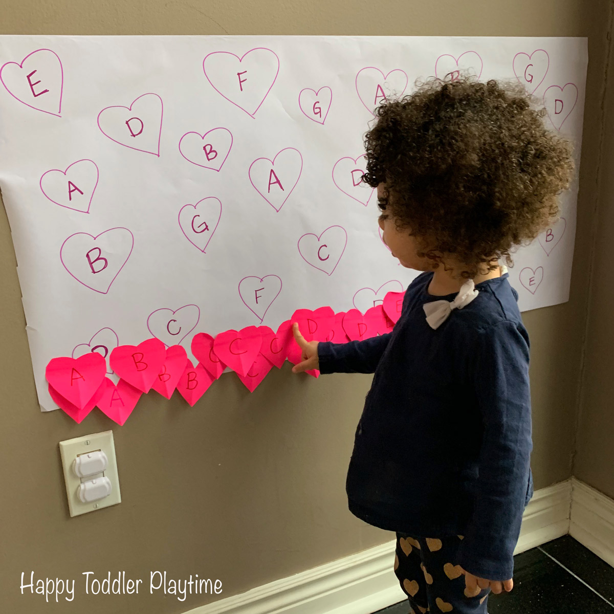 Sticky Hearts Letter Match - Happy Toddler Playtime
