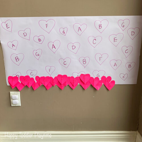 Sticky Hearts Letter Match - Happy Toddler Playtime