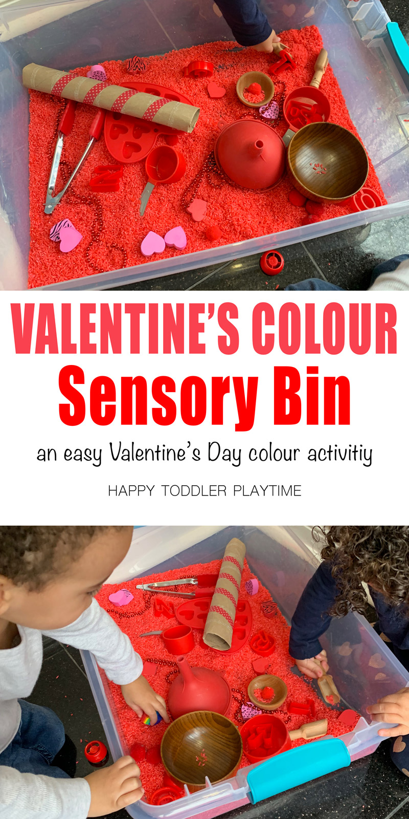 Valentine's Day Colour Sensory Bin - Happy Toddler Playtime