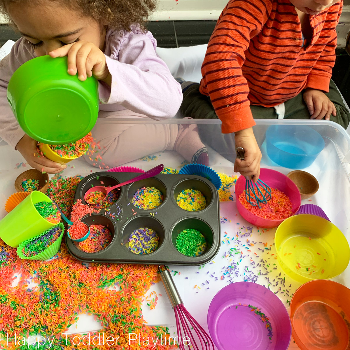 Make Rainbow Rice Toddler Activity - Happy Toddler Playtime