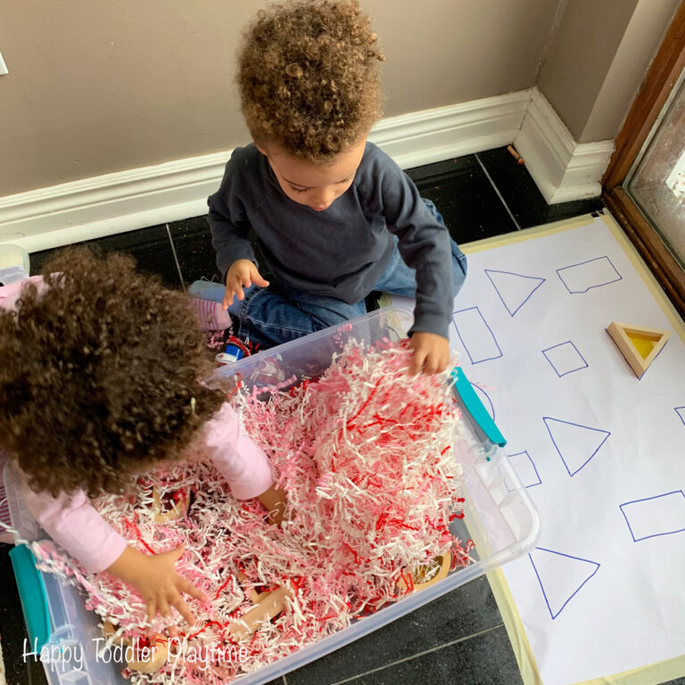 Shape Match Sensory Bin - Happy Toddler Playtime