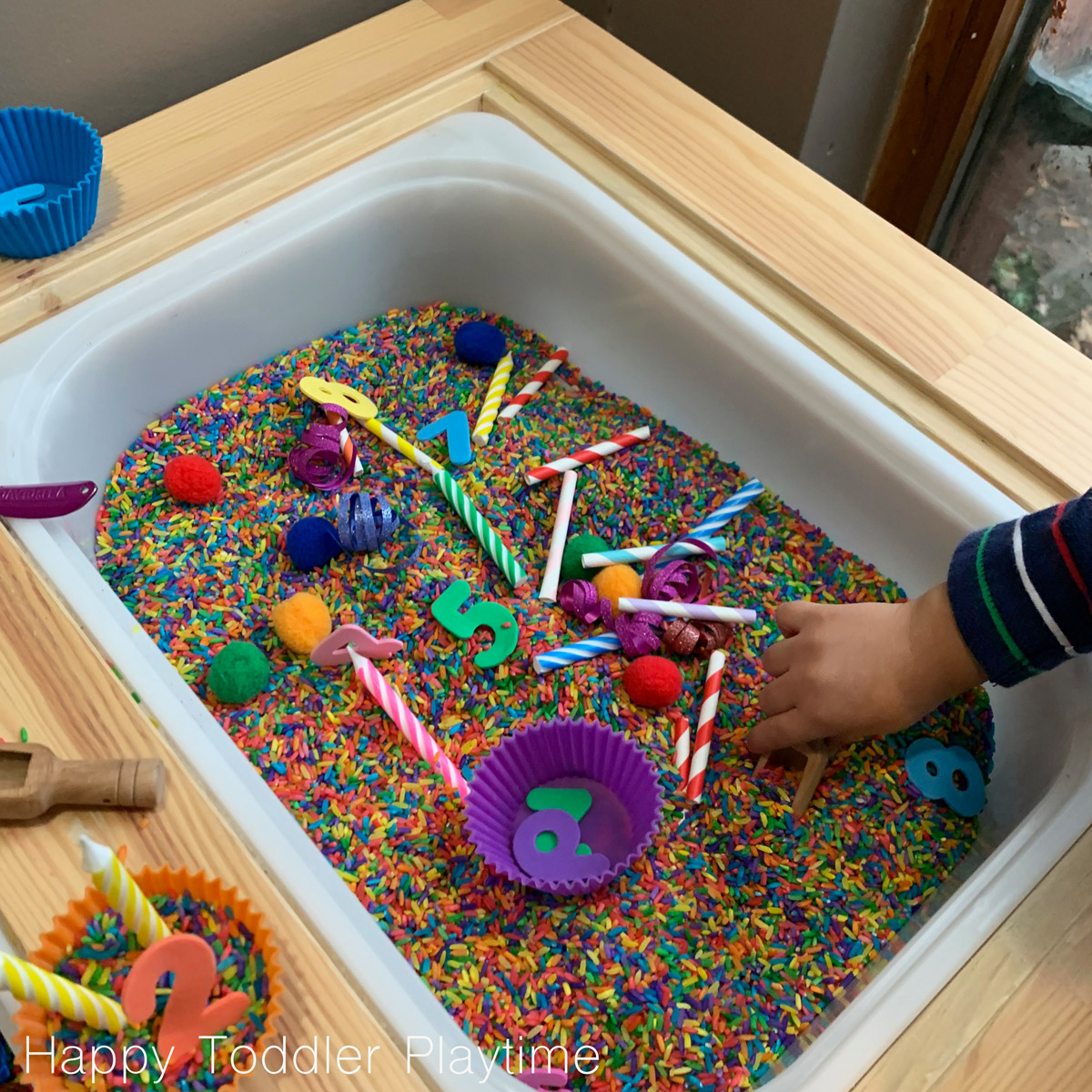 Birthday Math Sensory Bin - Happy Toddler Playtime