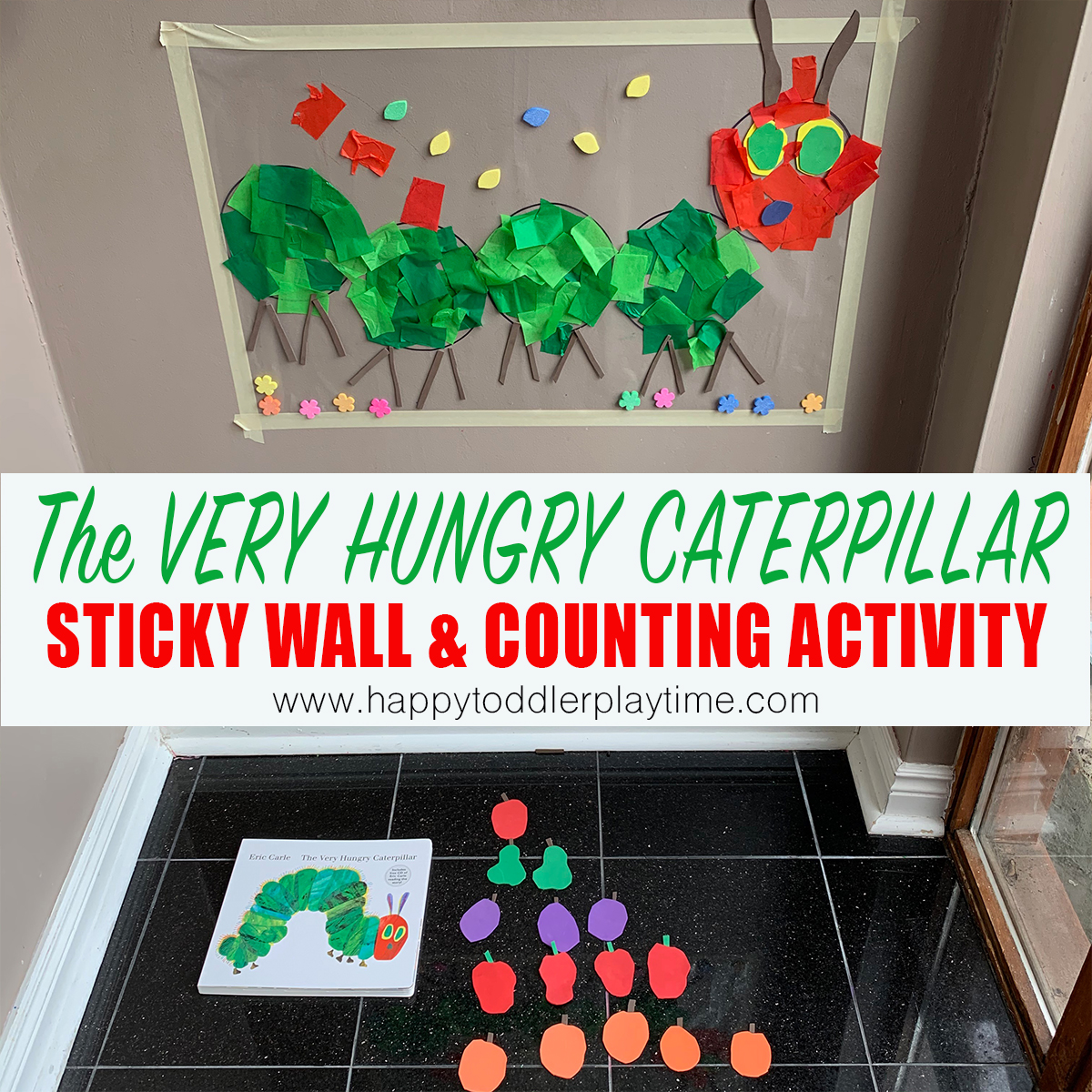 The Very Hungry Caterpillar Sticky Wall & Counting Activity - Happy ...