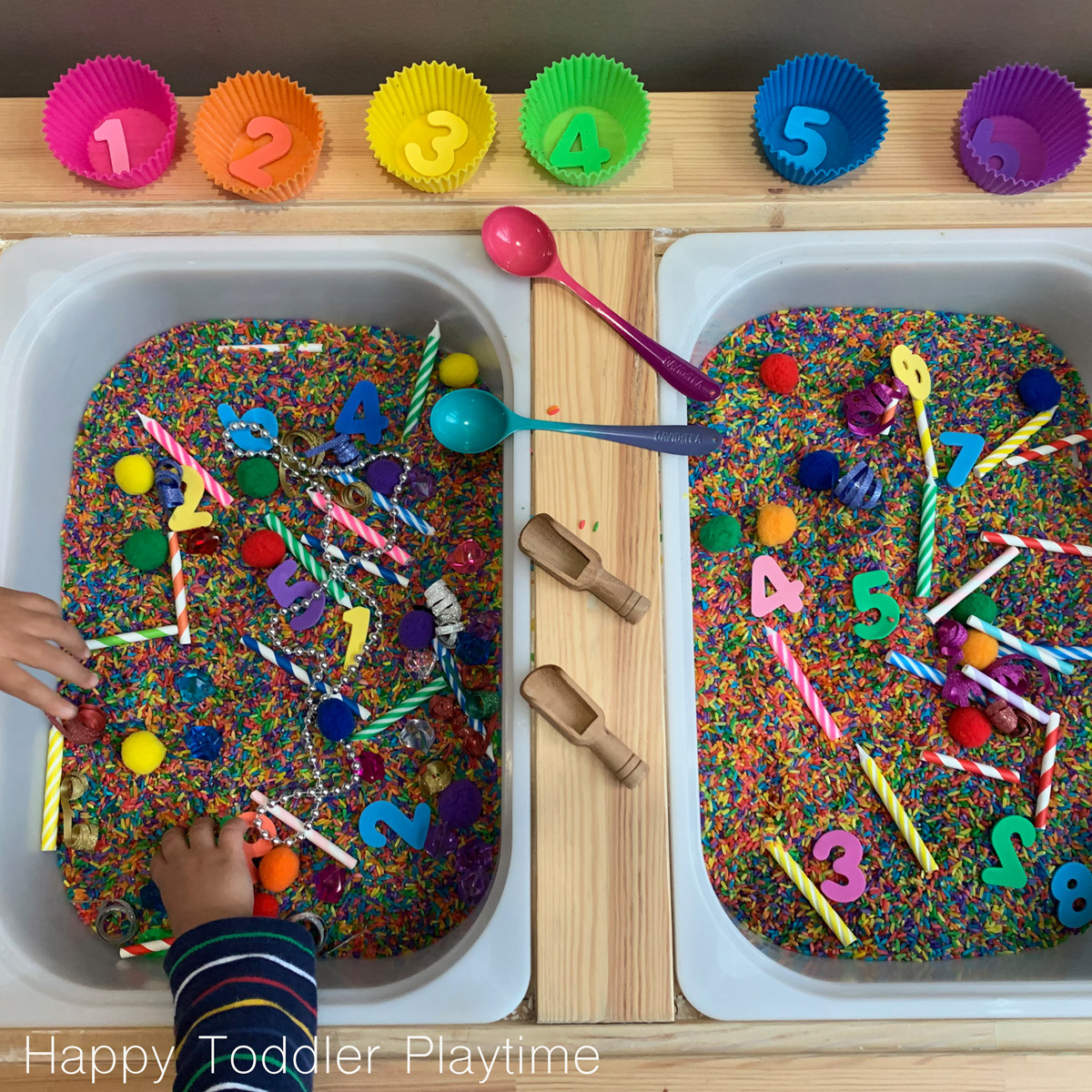 Birthday Math Sensory Bin - Happy Toddler Playtime