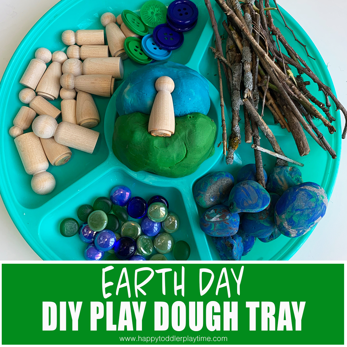 Earth Day DIY Play Dough Tray - Happy Toddler Playtime