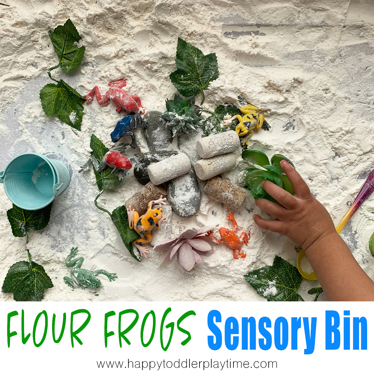 Flour Frogs Sensory Bin - Happy Toddler Playtime