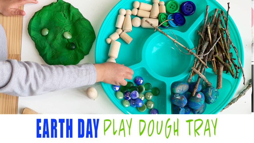 Earth Day DIY Play Dough Tray - Happy Toddler Playtime