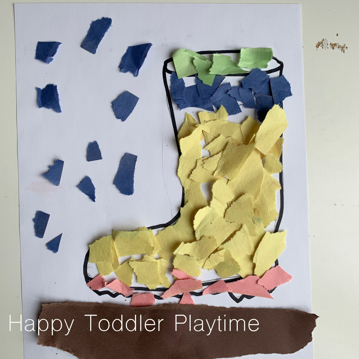 Torn Paper Rain Boot Craft - Happy Toddler Playtime