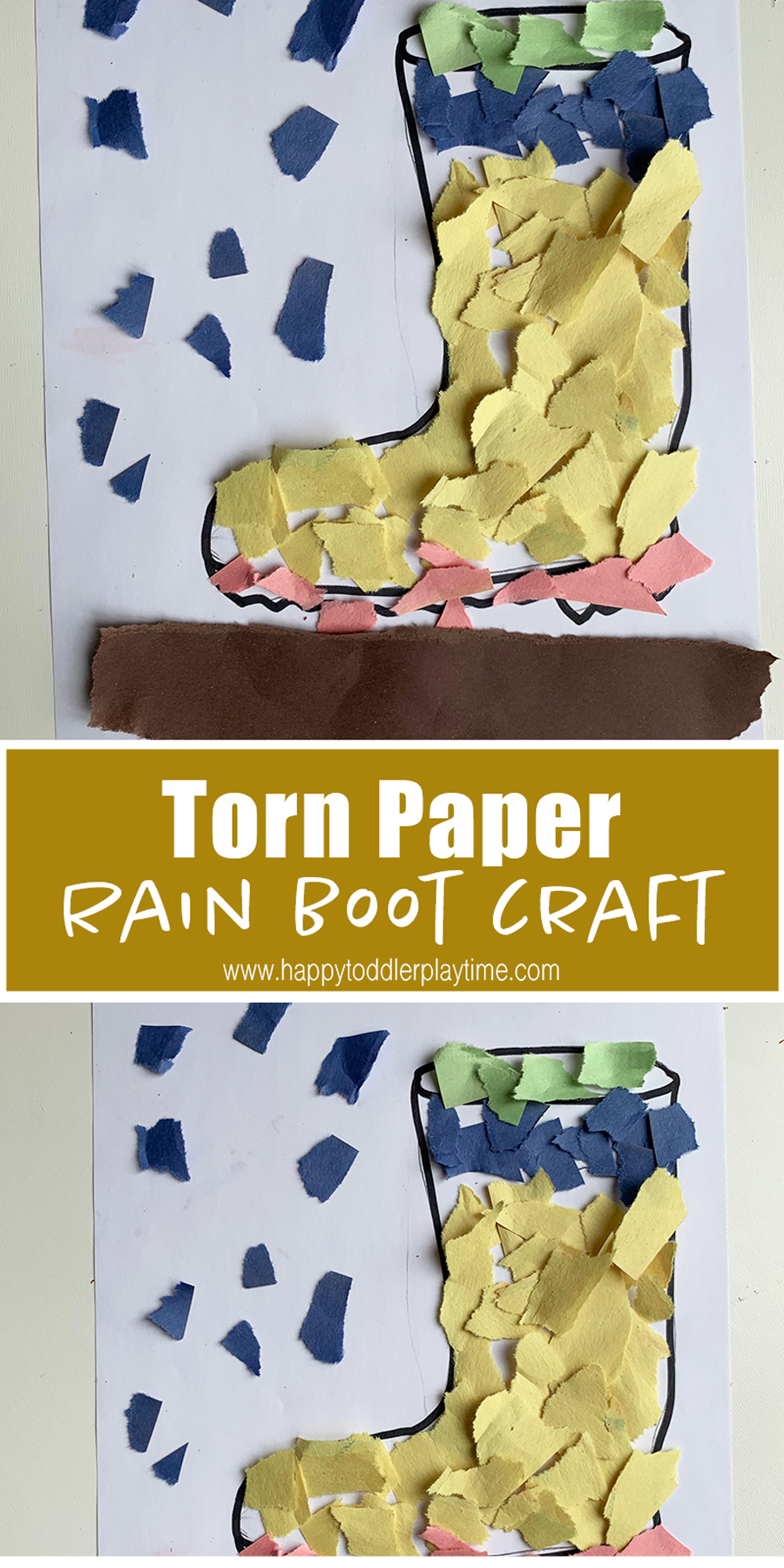 Torn Paper Rain Boot Craft - Happy Toddler Playtime