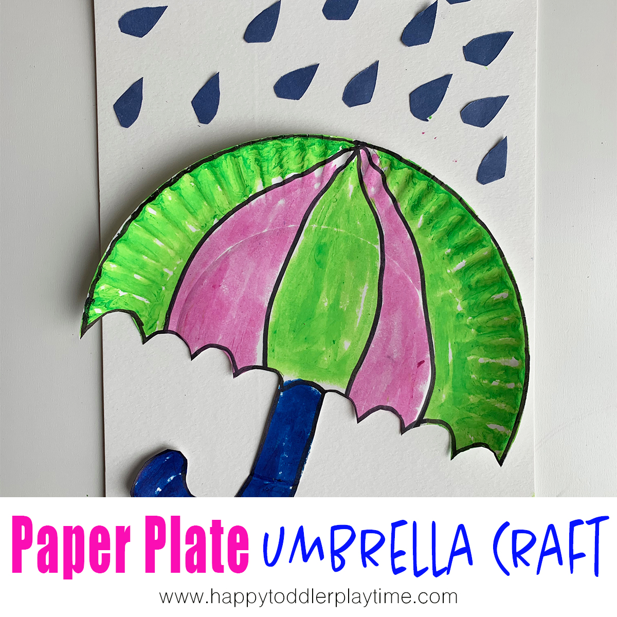 Paper Plate Umbrella Craft - Happy Toddler Playtime