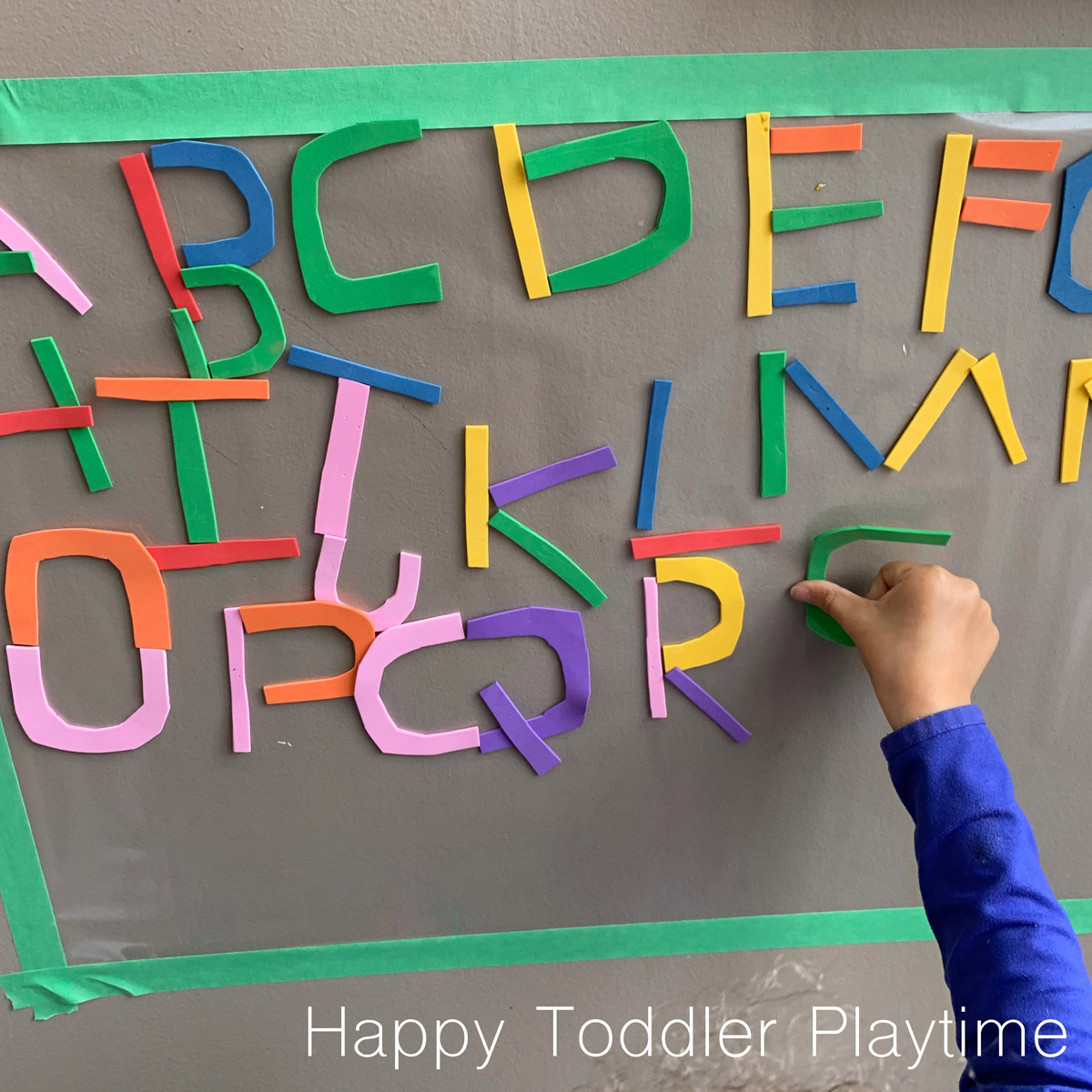 Build the Alphabet Sticky Wall - Happy Toddler Playtime