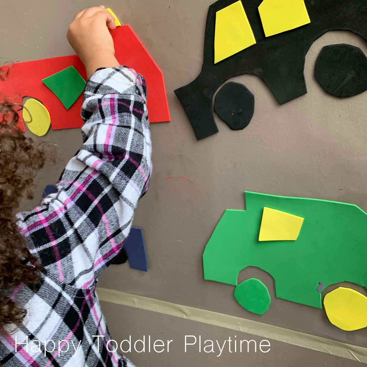 Build a Car Sticky Wall - Happy Toddler Playtime
