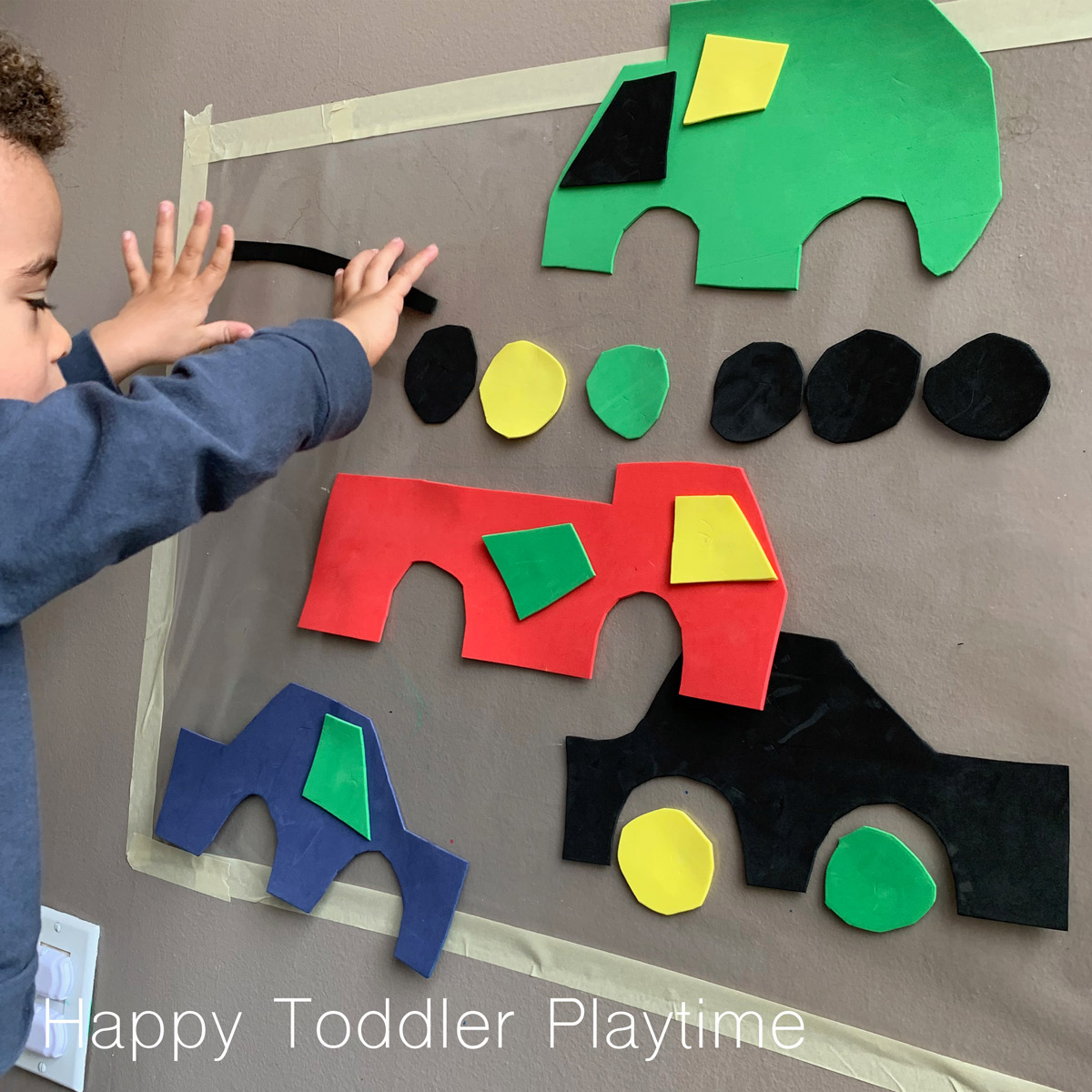 Build a Car Sticky Wall - Happy Toddler Playtime