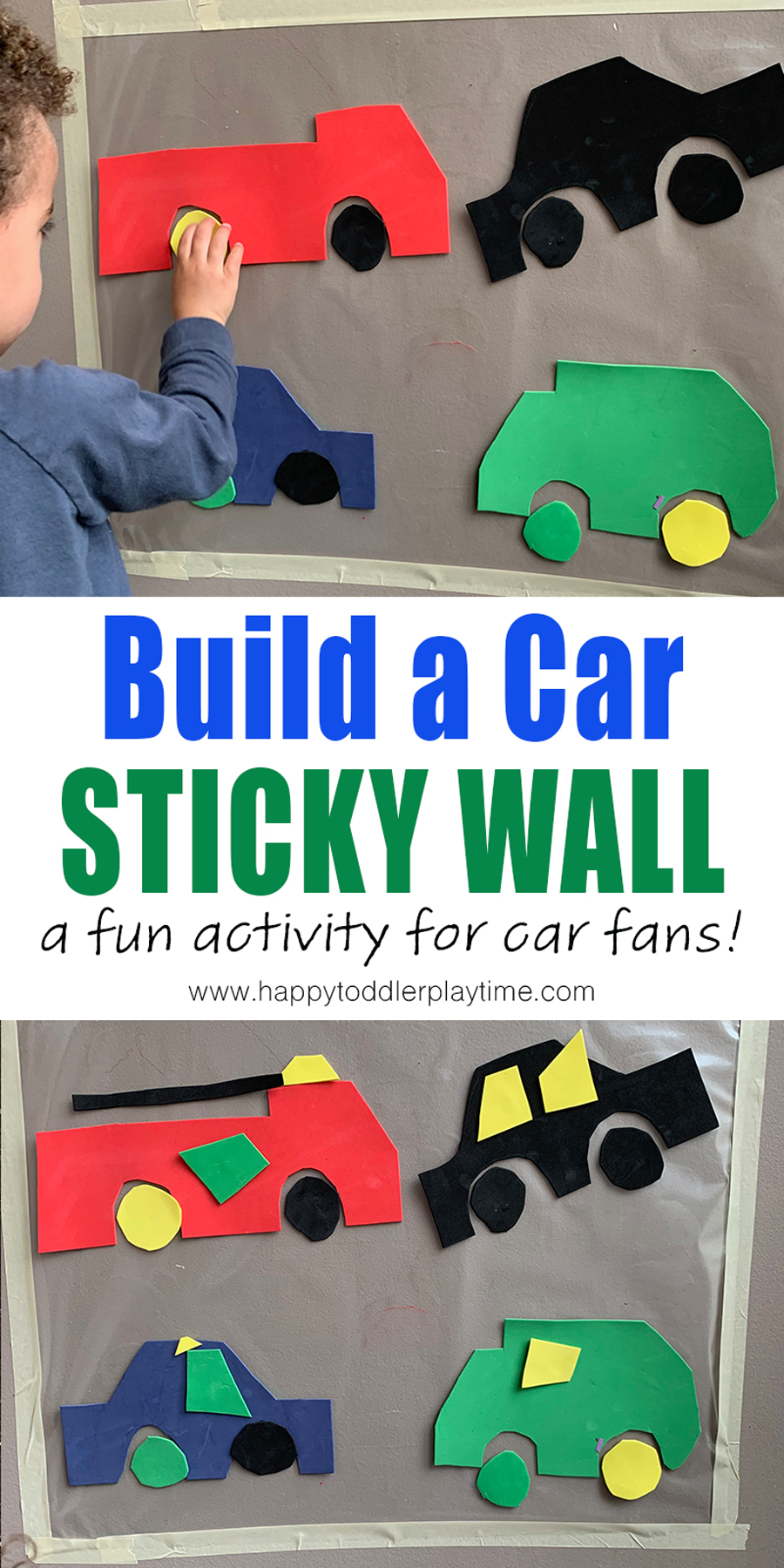 Build a Car Sticky Wall - Happy Toddler Playtime