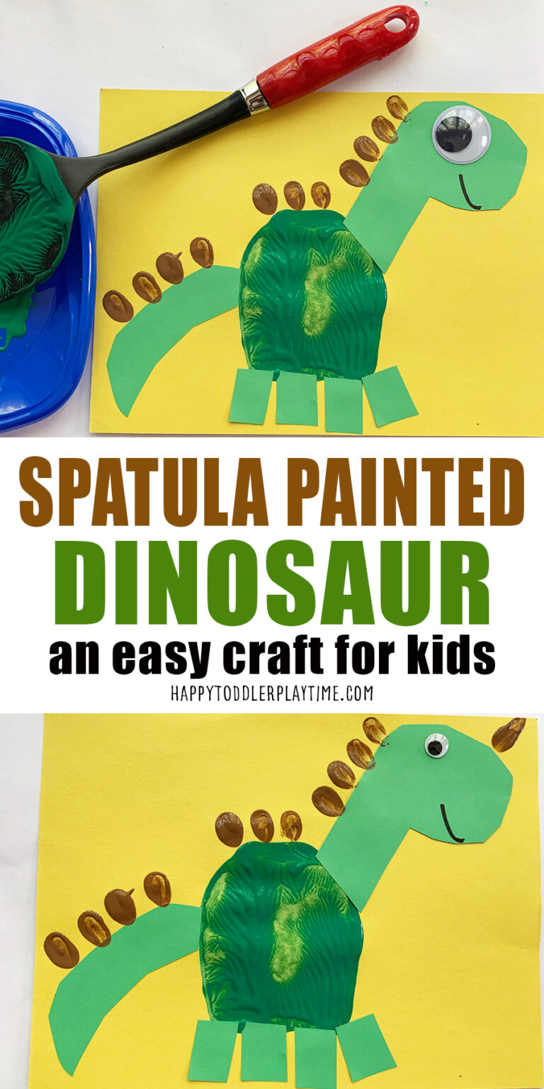 Adorable Spatula Painted Dinosaur Craft - Happy Toddler Playtime