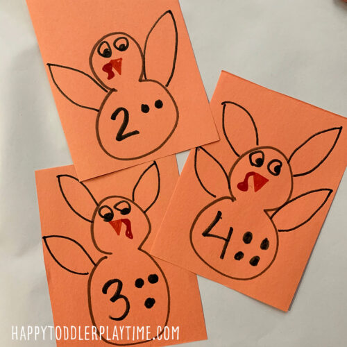 Q-Tip Turkey Feather Trace & Count Activity - Happy Toddler Playtime