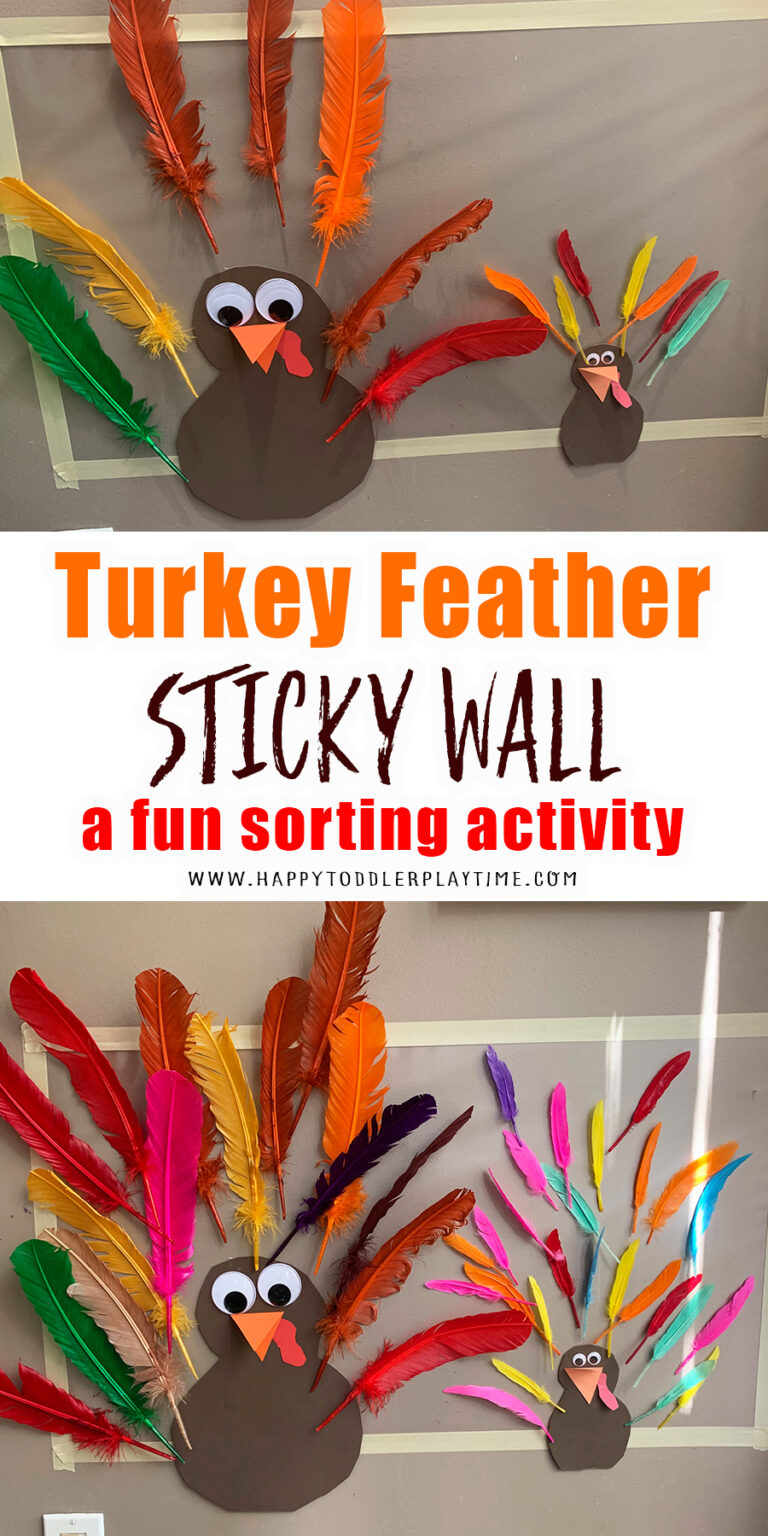 Turkey Feather Sort Sticky Wall - Happy Toddler Playtime