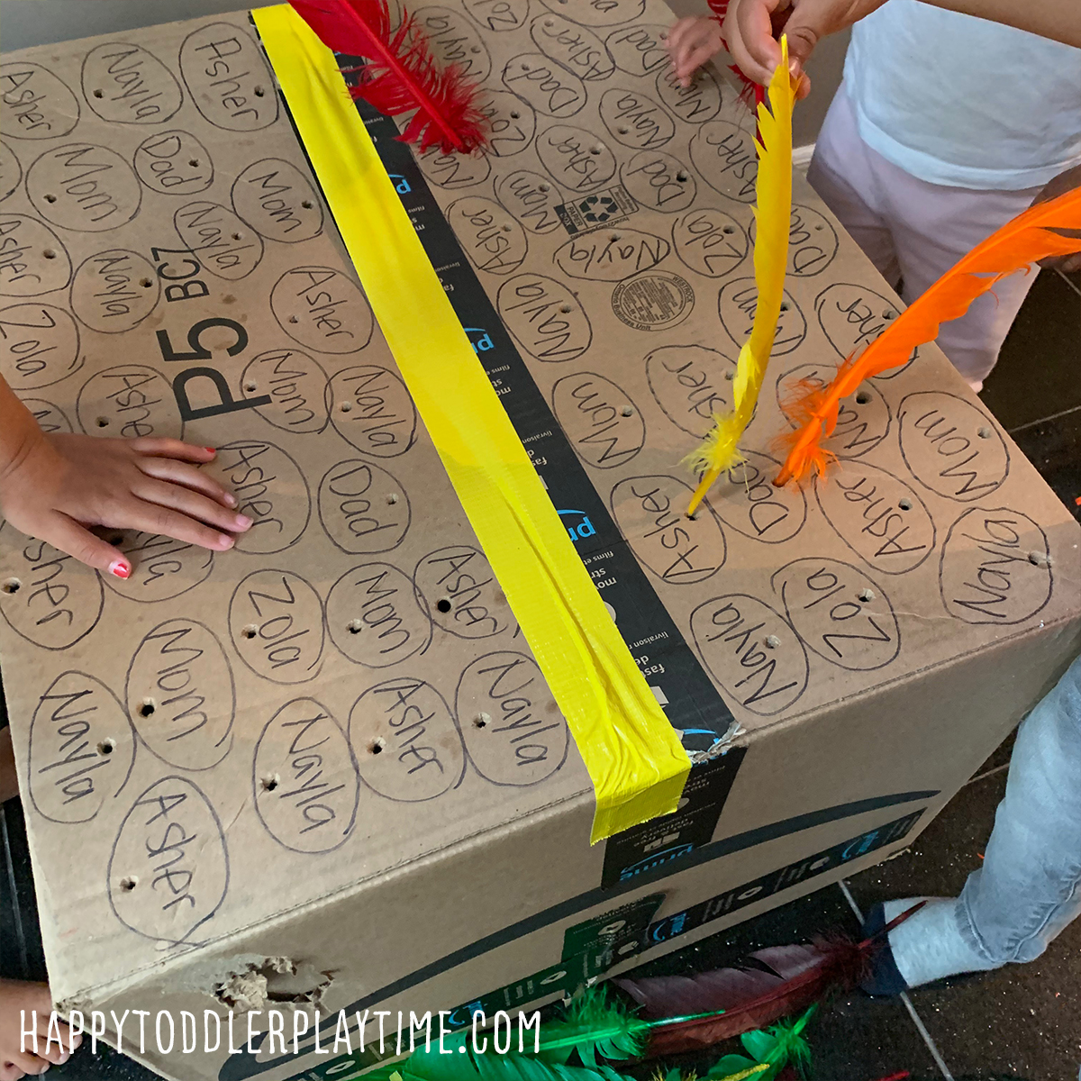 Feather Poke: Name Recognition Activity - Happy Toddler Playtime