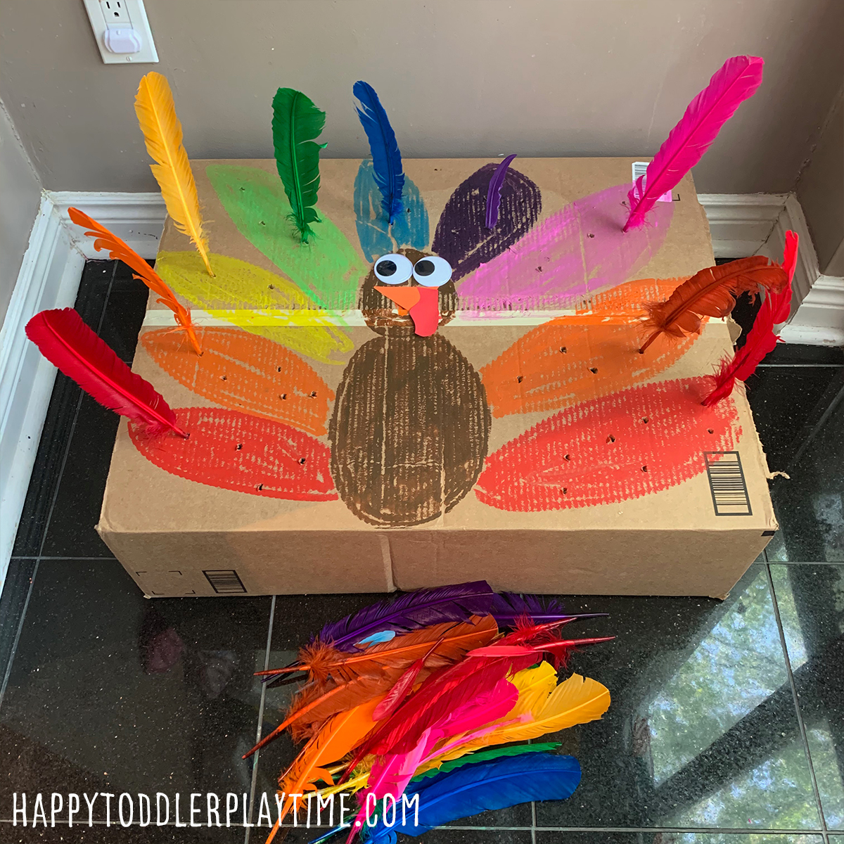 Easy Turkey Feather Rainbow - Happy Toddler Playtime