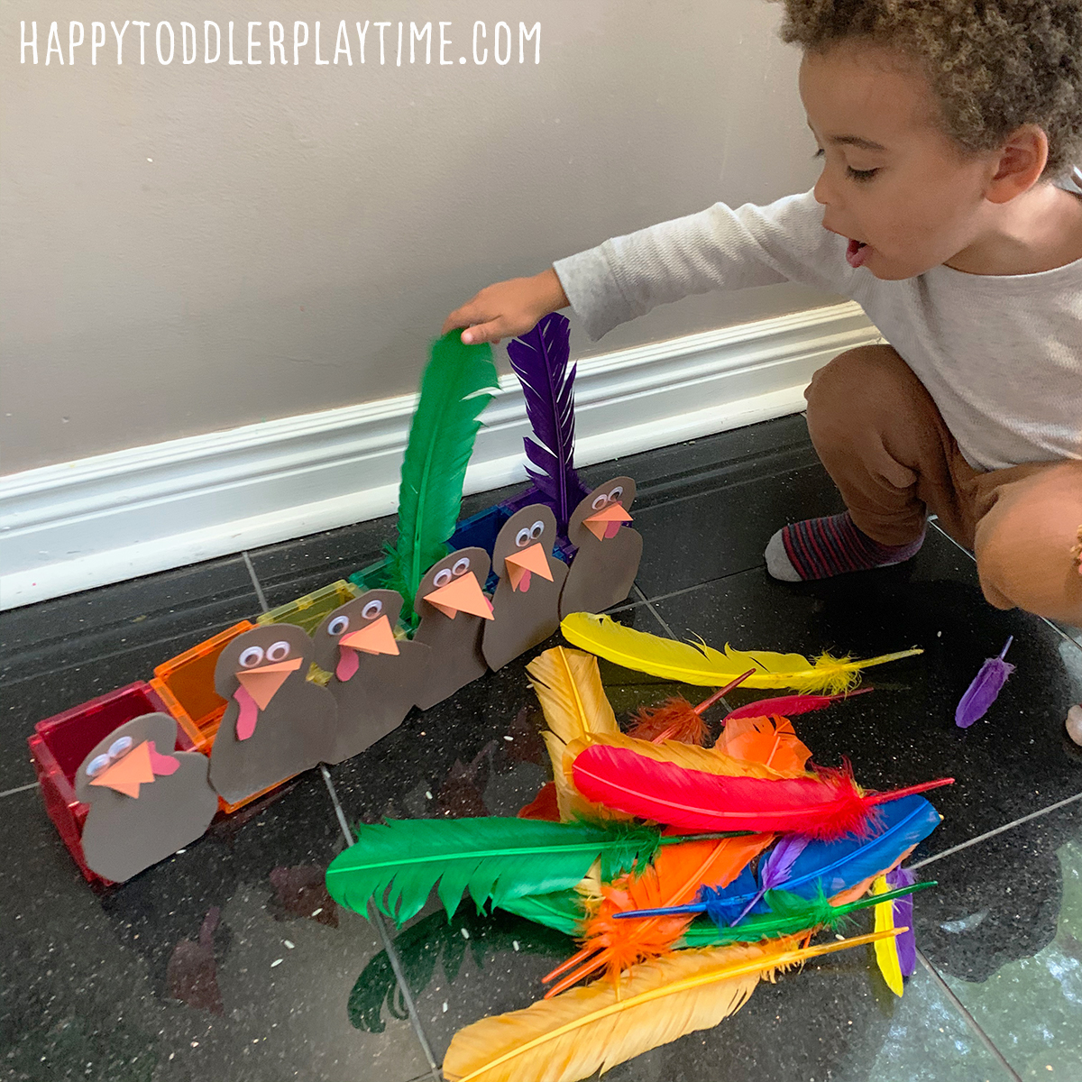 Magnetic Tile Turkey Colour Sorting - Happy Toddler Playtime