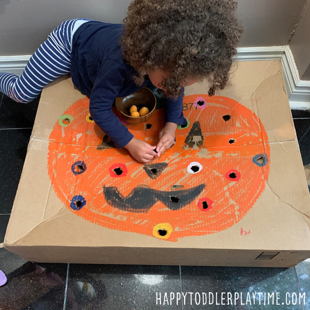 Pumpkin Pom Pom Push - Happy Toddler Playtime