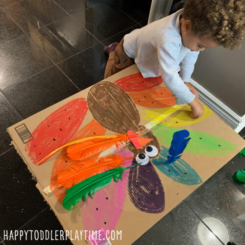 Easy Turkey Feather Rainbow - Happy Toddler Playtime