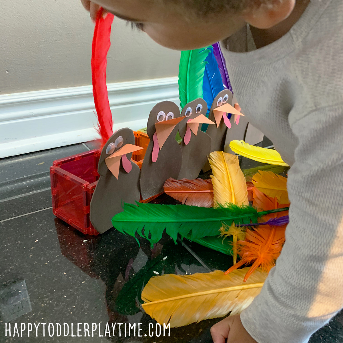 Magnetic Tile Turkey Colour Sorting - Happy Toddler Playtime