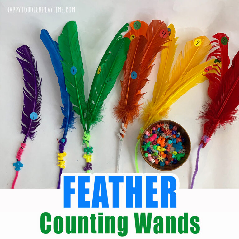 Feather Counting Wands: Thanksgiving Math - Happy Toddler Playtime