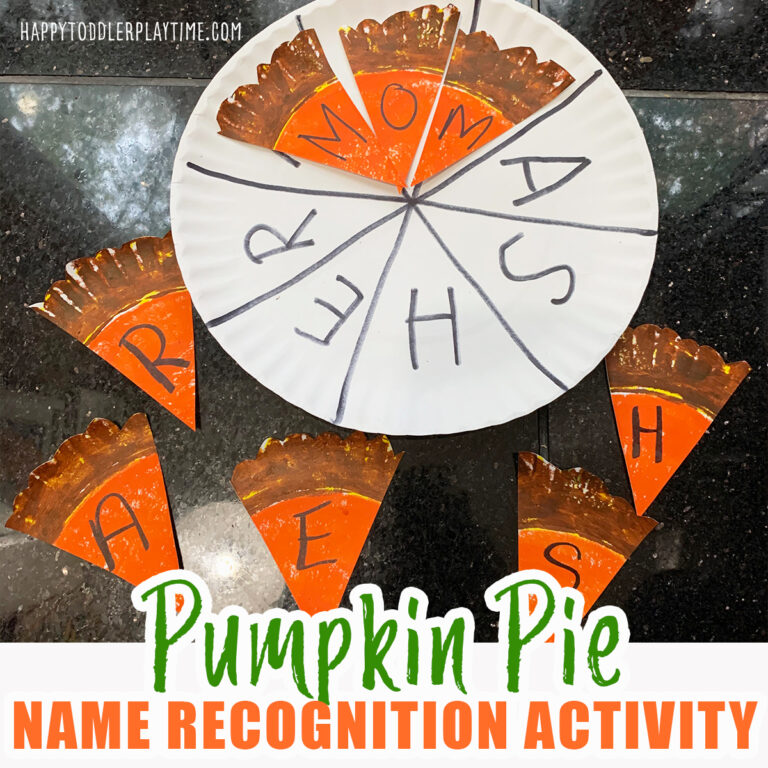 Pumpkin Pie Name Recognition Activity - Happy Toddler Playtime
