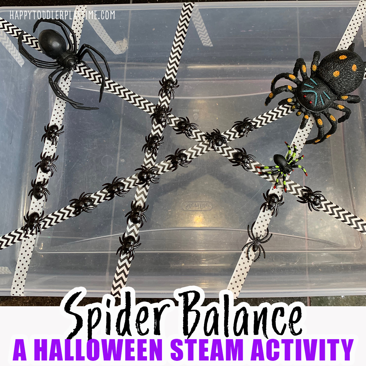 Balance the Spiders: Halloween STEAM - Happy Toddler Playtime