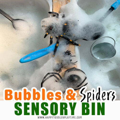 Bubbles & Spiders Spooky Sensory Bin - Happy Toddler Playtime