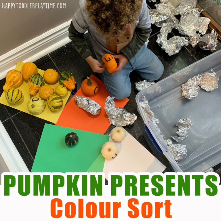 Pumpkin Presents: Colour Sorting Activity - Happy Toddler Playtime