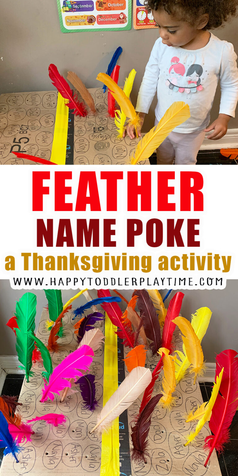 Feather Poke: Name Recognition Activity - Happy Toddler Playtime