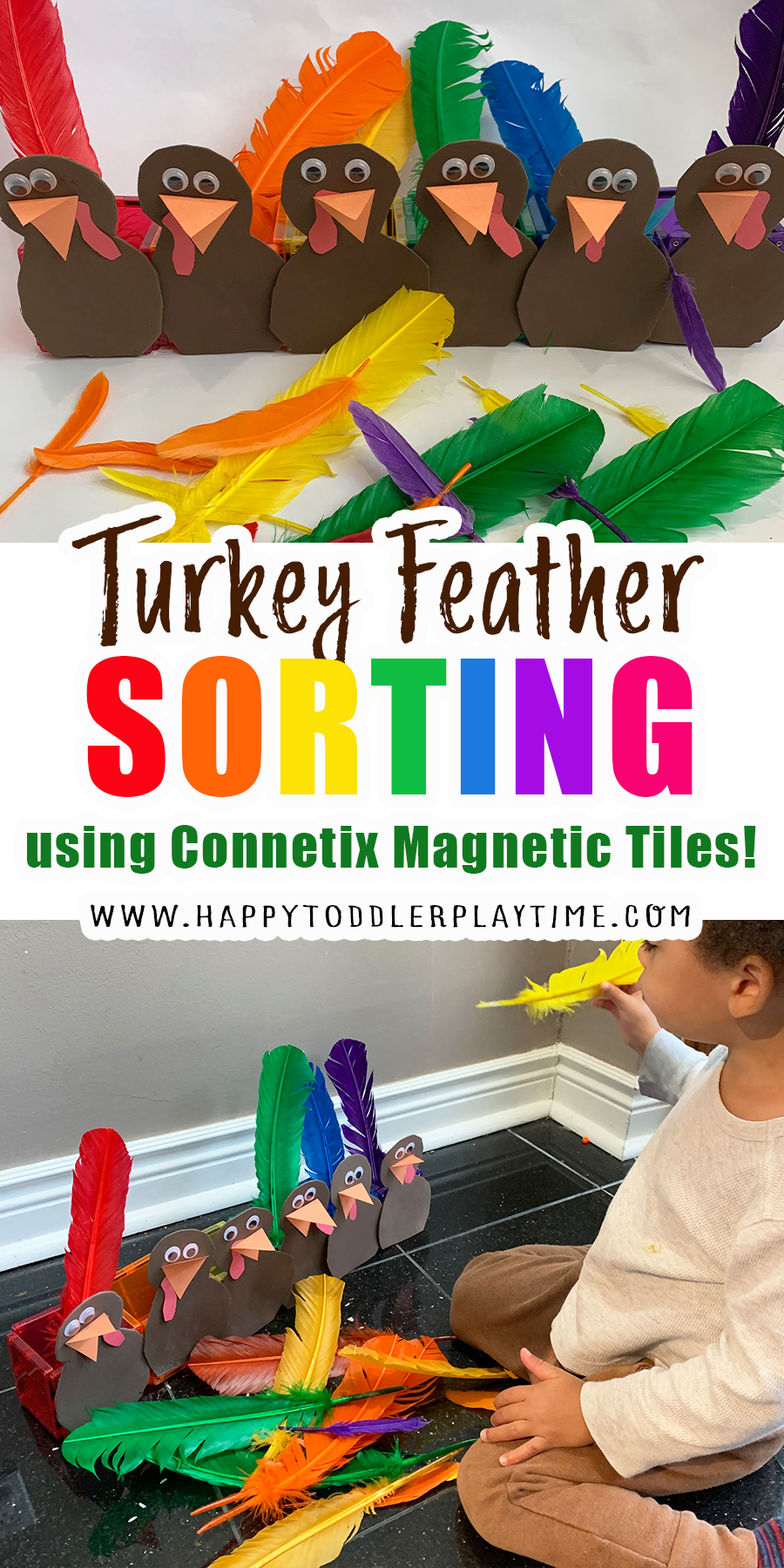 Magnetic Tile Turkey Colour Sorting - Happy Toddler Playtime